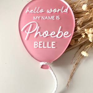 Personalised Acrylic Balloon, Acrylic Disc, Plaque, Baby Announcement ...