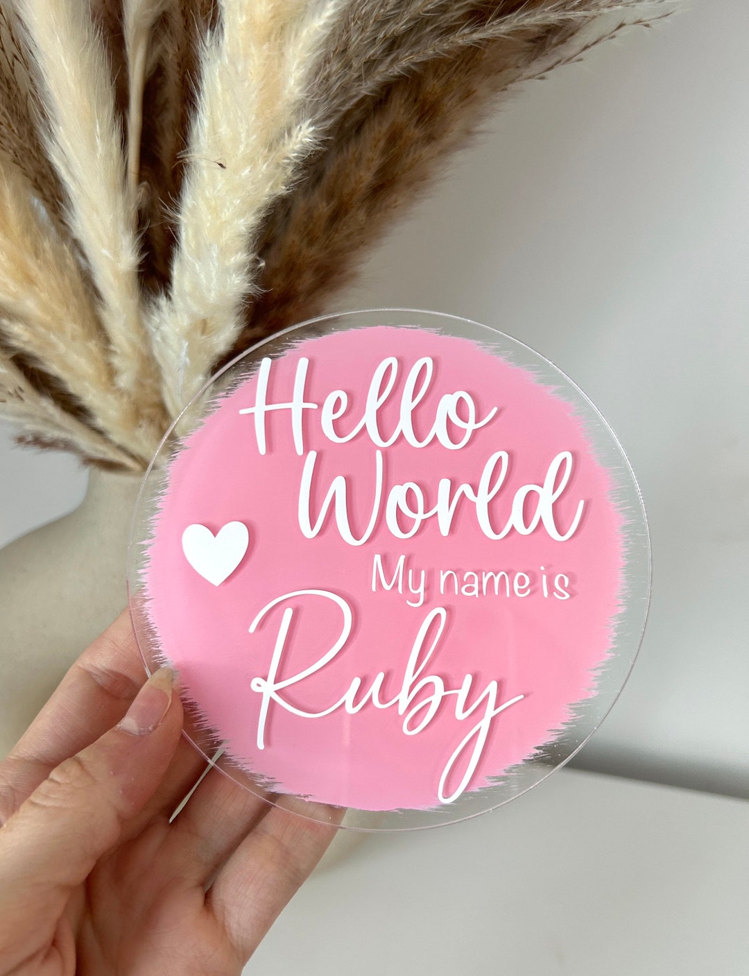 Personalised Acrylic Disc Hello World Acrylic Disc Baby - Etsy