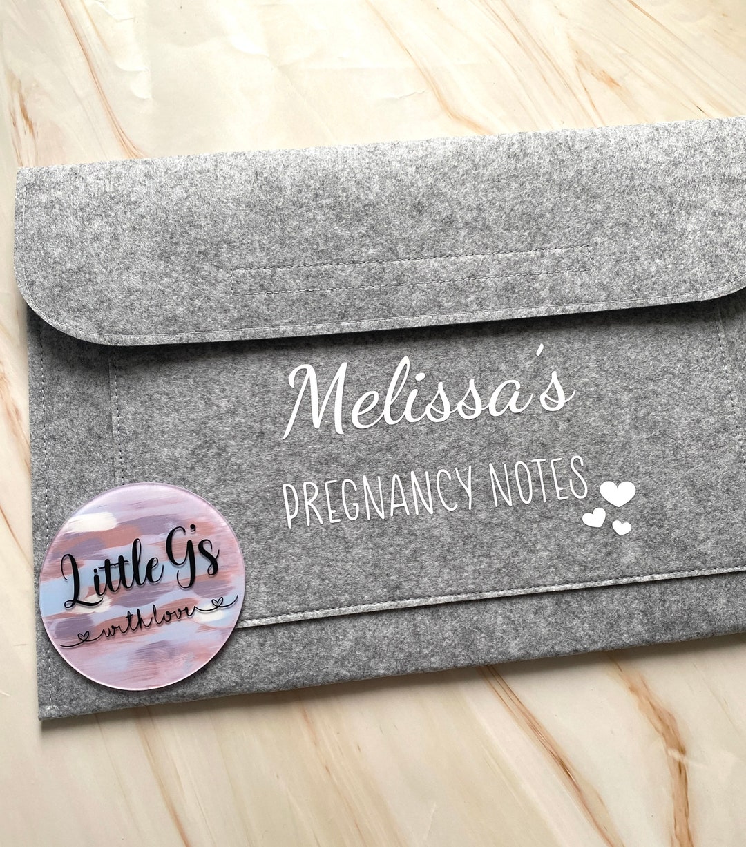 Personalised Felt Folder, Pregnancy Notes Folder, Pregnancy Notes ...