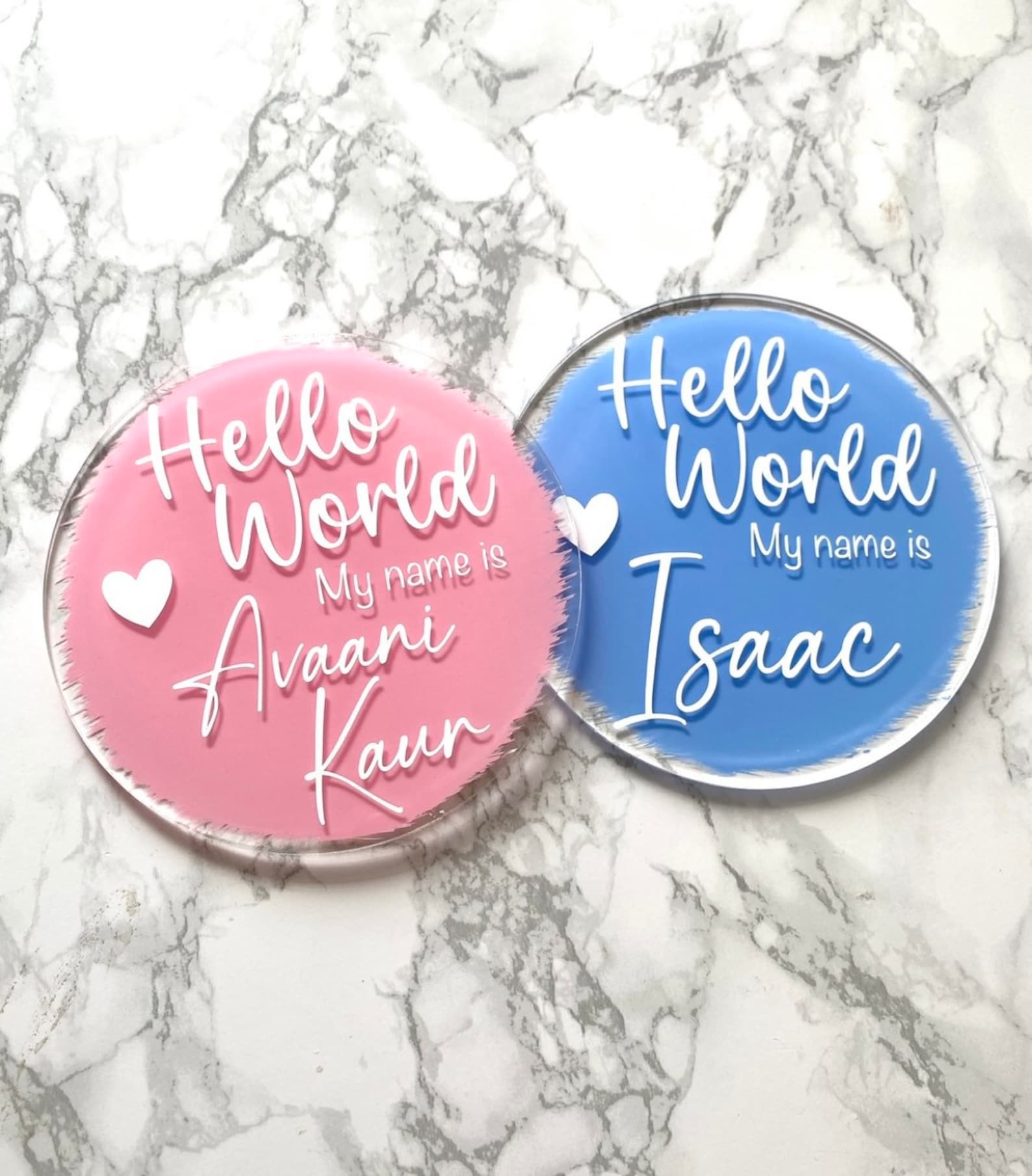 Personalised Acrylic Disc Hello World Acrylic Disc Baby - Etsy