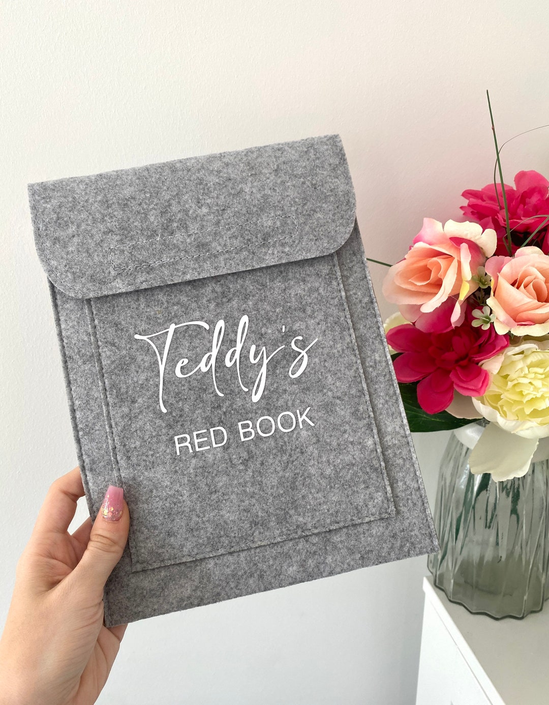 Personalised Felt Folder, Baby’s Red Book Folder, Health Records Folder ...
