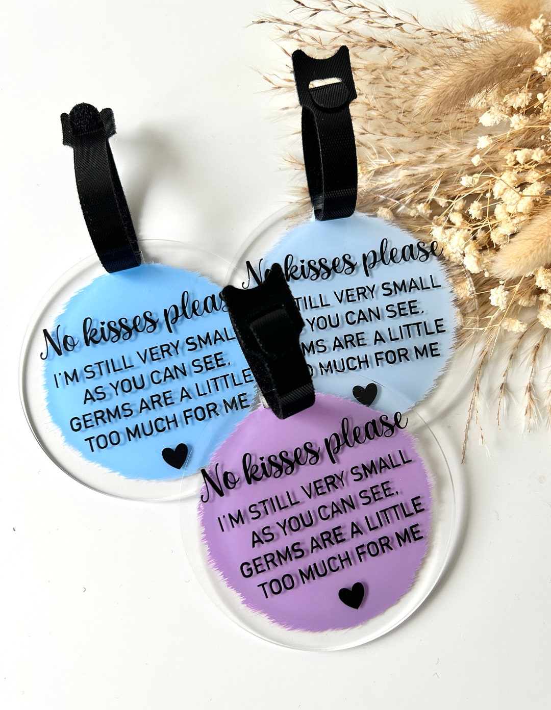 No Kisses Please Pram Sign, Car Seat Sign, Pram Tag, Pushchair Tag, New ...