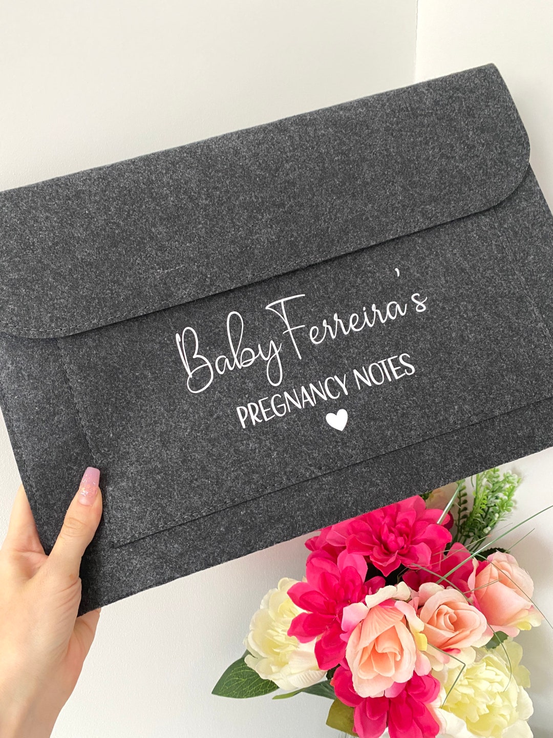 Personalised Pregnancy Notes Folder, Felt Folder, Maternity Notes ...