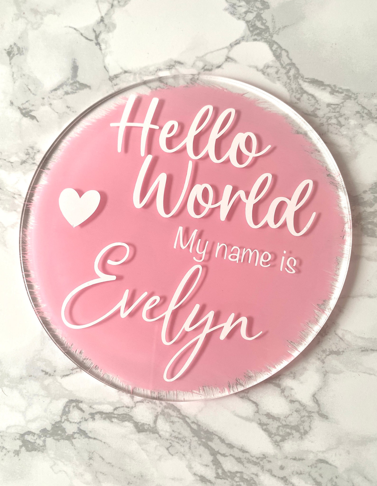 Personalised Acrylic Disc Hello World Acrylic Disc Baby | Etsy