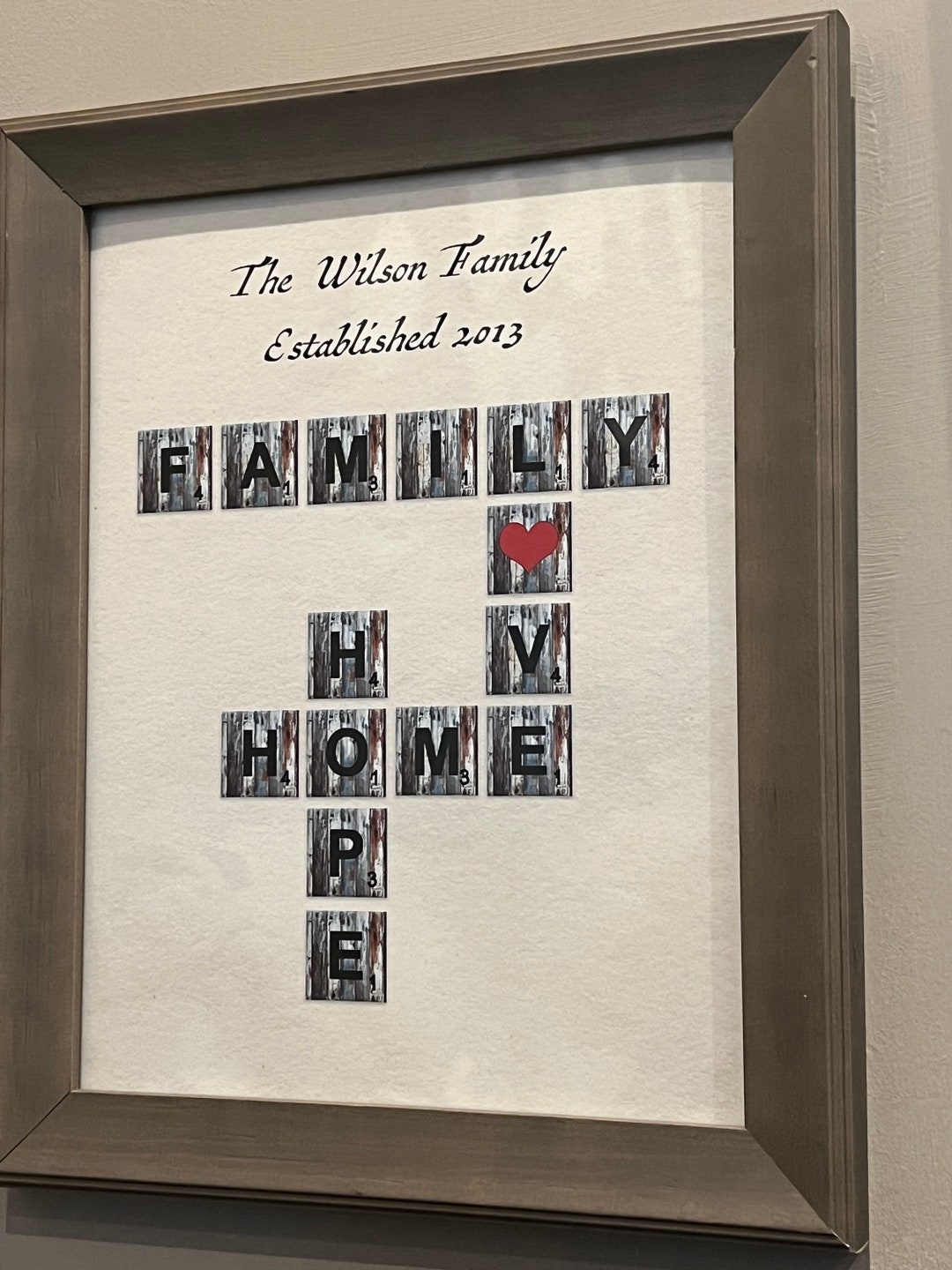 Framed Scrabble Tile Print, Personalised Family Name Print,custom ...