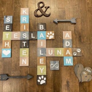 Scrabble Wall,46 Tile Colors ,farmhouse Carved Decor,rustic ...