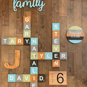 Scrabble Wall46 Tile Colors farmhouse Carved Decorrustic - Etsy