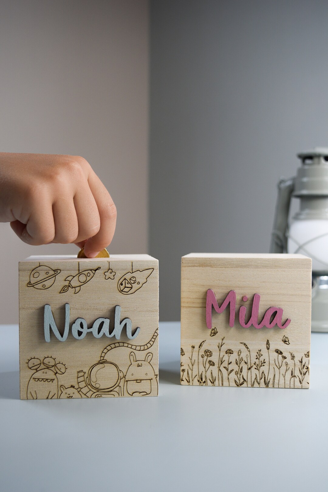 Spardose aus Holz - Spardose Würfel Holz- Personalisierte Spardose - Etsy.de