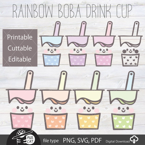 Kawaii Rainbow Tea Coffee Latte Bottle Cup With Heart Clip | Etsy