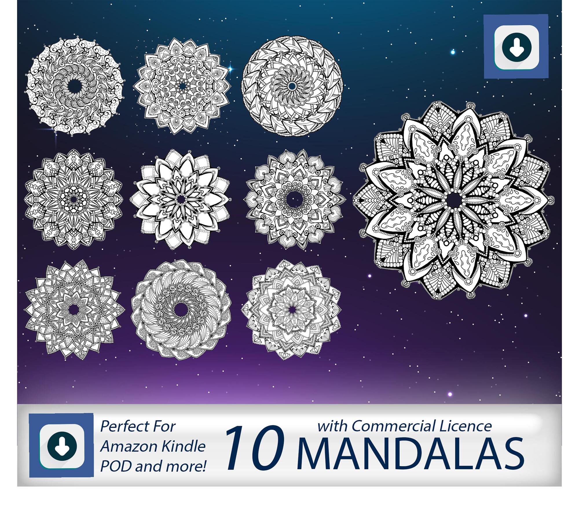 10 Hand Drawn Mandalas Line Art - Etsy