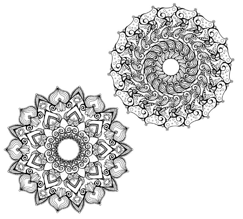 10 Hand Drawn Mandalas Line Art - Etsy