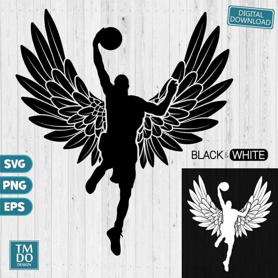 Basketball Player Angel Wings Svg, in Loving Memory Svg , Basketball ...