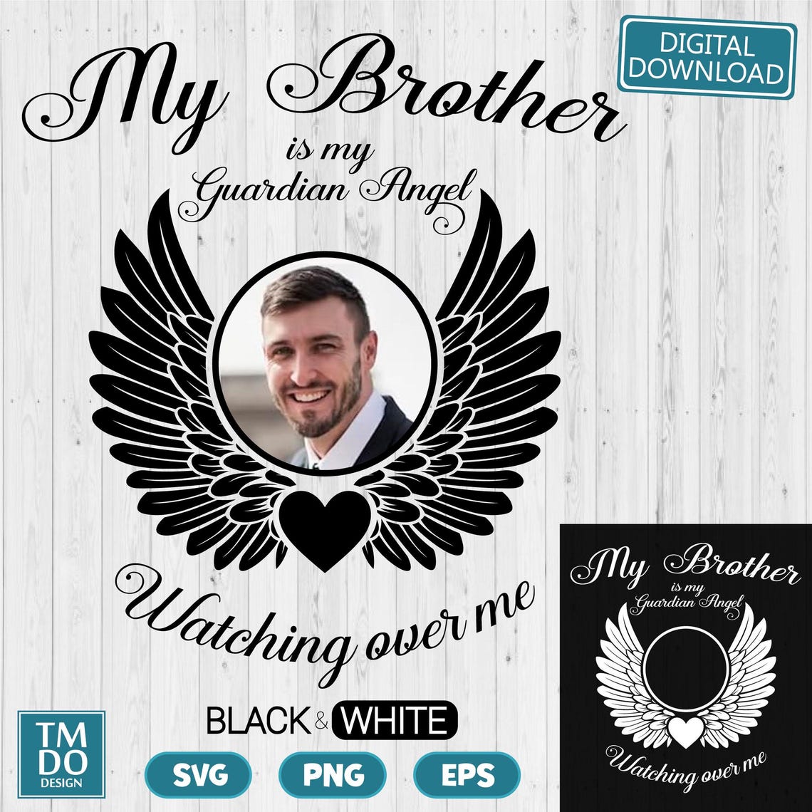 Brother Memorial Svg, in Loving Memory Svg, Brother Angel Wings Svg ...