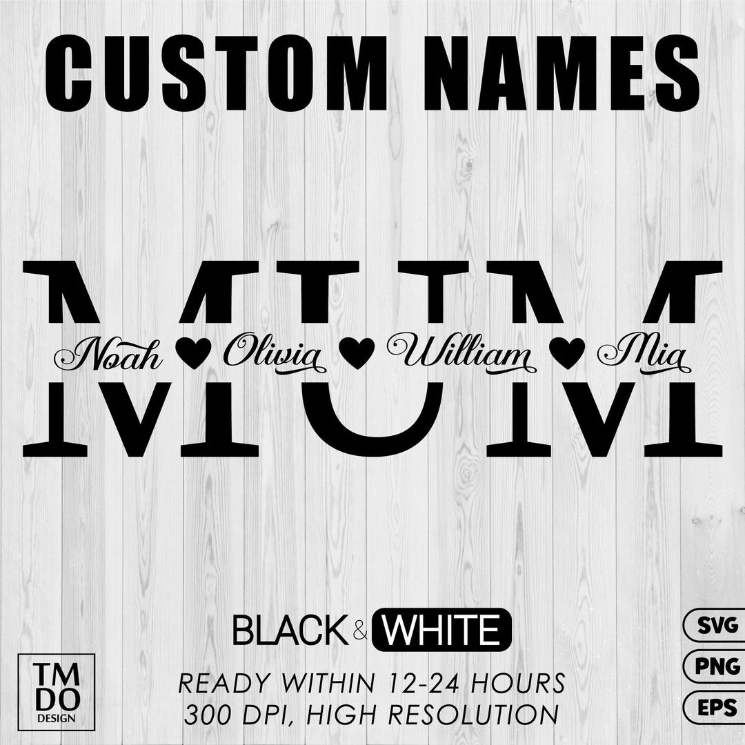 Custom Mum Split Monogram, Mother's Day SVG, Mum Split Name Frame Svg ...
