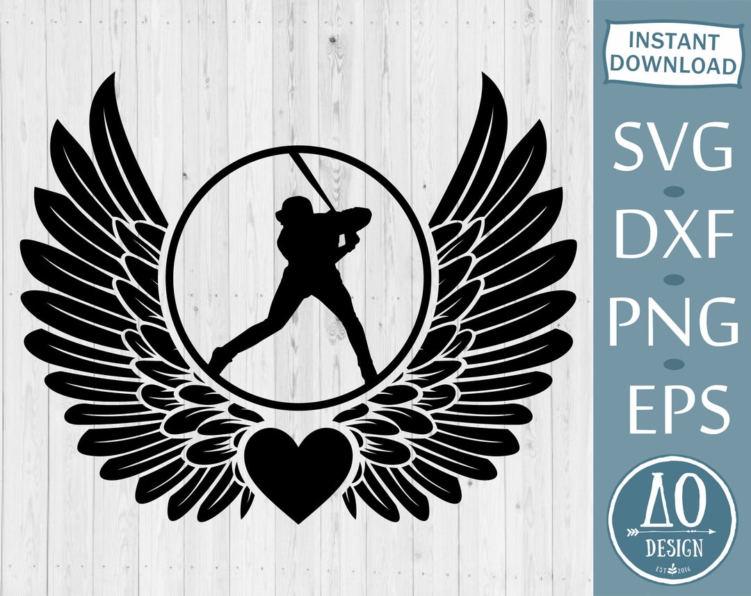 Baseball Player Svg, Baseball Angel Wings Svg, Memorial Svg, in Loving ...