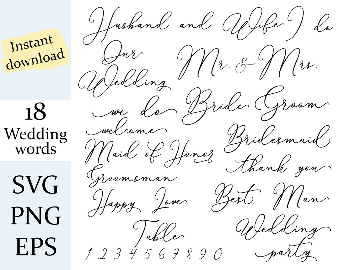 Wedding Svg Bundle, Wedding Font Svg, Bridal Party Svg, Bridal Svg ...