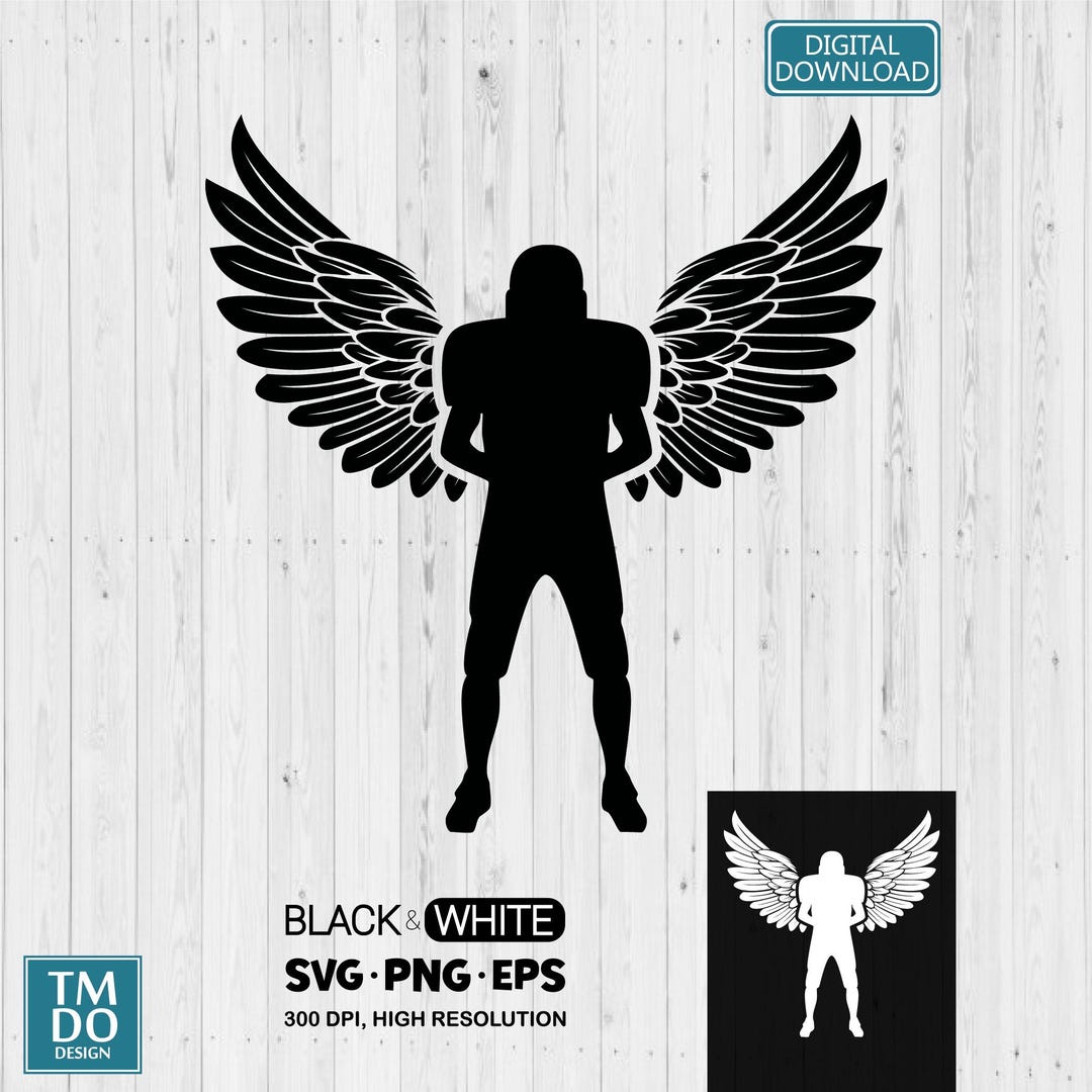 Football Player Angel Wings Memorial PNG, SVG Digital Download - Etsy