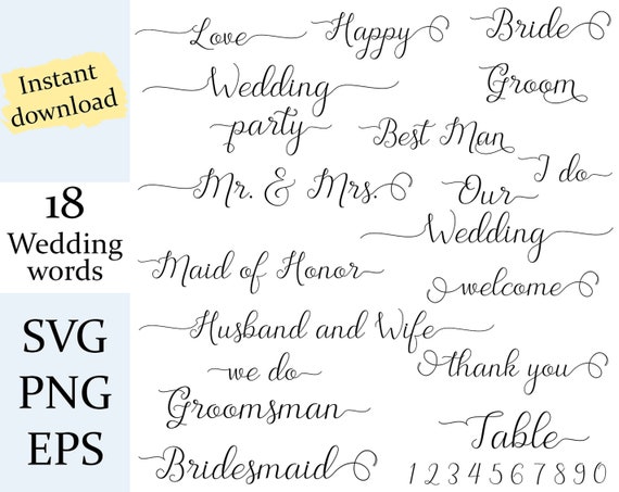 Wedding Bundle Svg Wedding Svg Wedding Font Svg Bridal - Etsy
