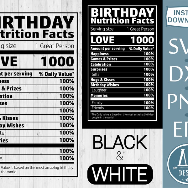 50th Birthday Nutritional Facts - Etsy