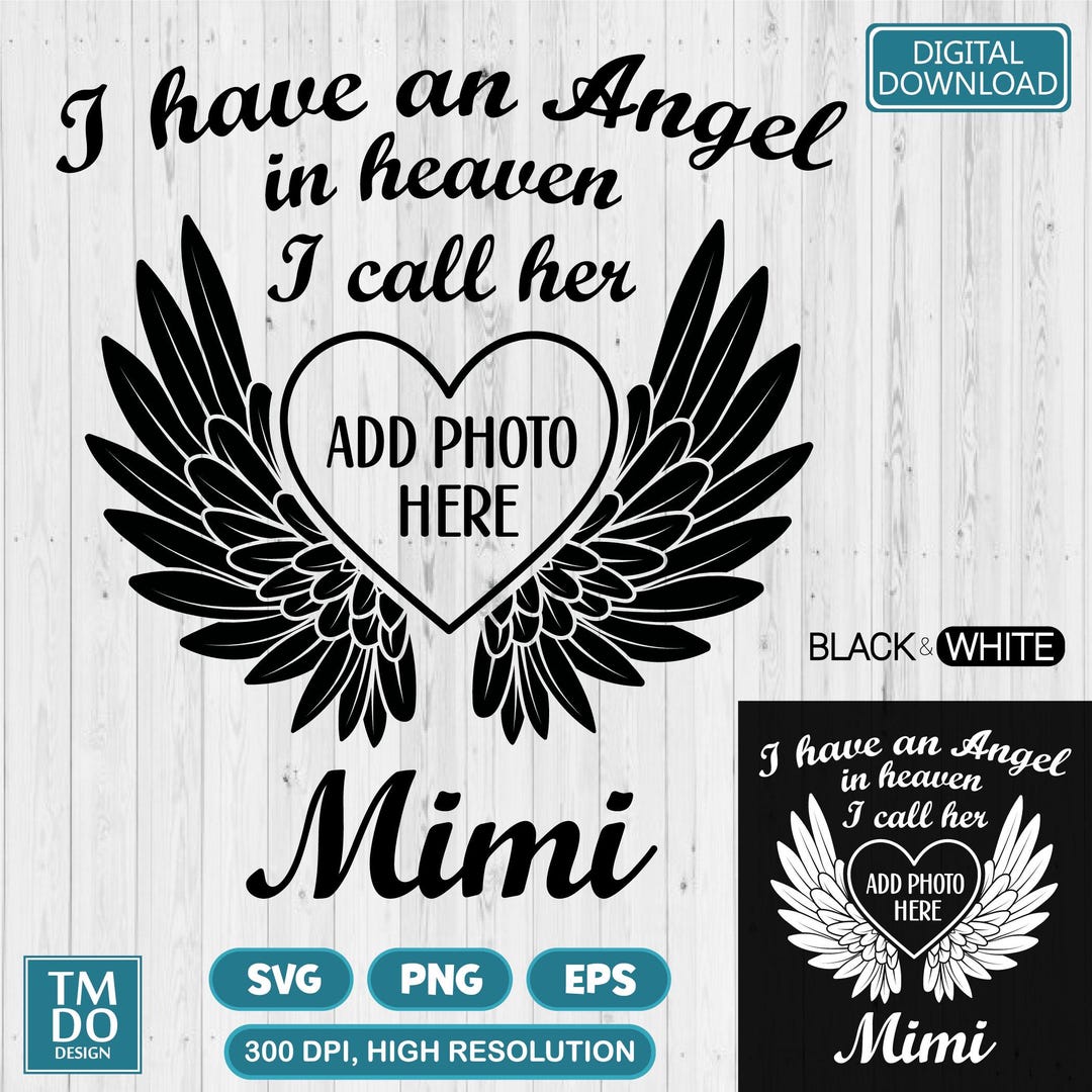 Mimi in Loving Memory Svg, Mimi Angel Wings Svg, in Memory of Mimi Svg ...