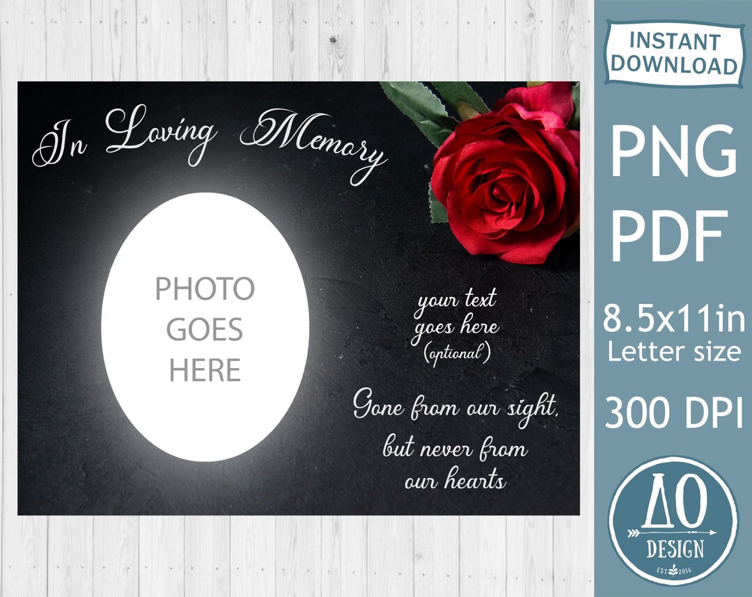 In Loving Memory PNG, RIP Memorial Frame Png, Funeral Rip Template Png ...
