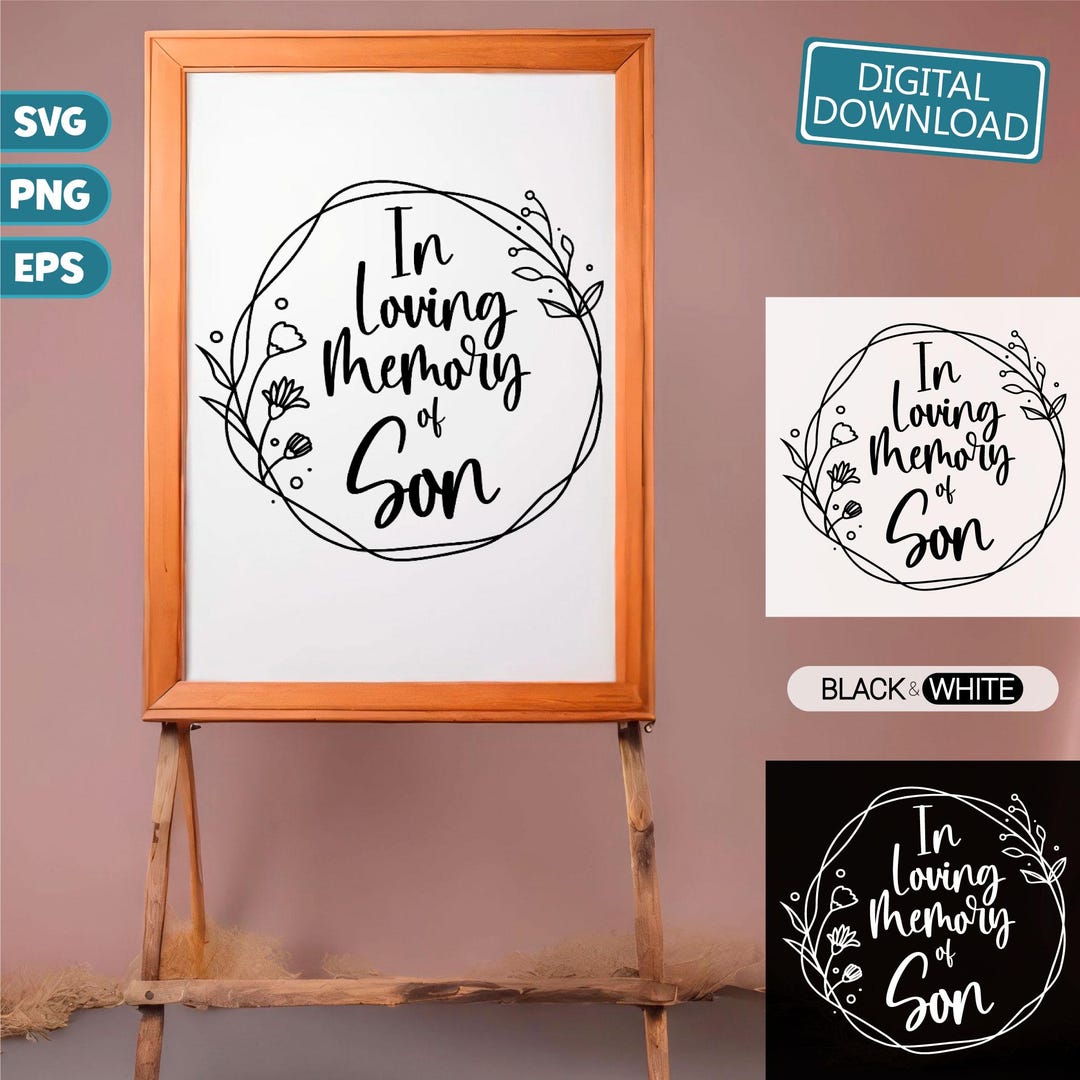 Son in Loving Memory Svg, in Memory of Son Svg, Son in Heaven Png, Son ...