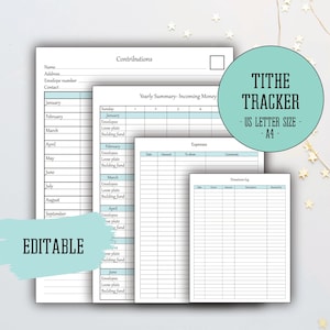 Editable, Tithe Tracker, Giving Log, Tithes and Offerings, Donations ...