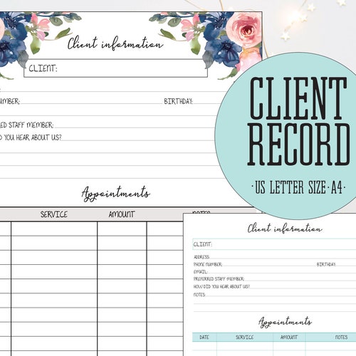 Client Info Sheet Customer Tracking Information Log - Etsy
