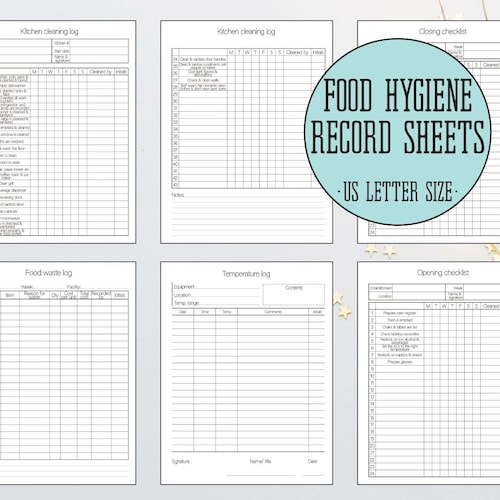 Kitchen Cleaning Checklist Temperature Log Food Waste Log - Etsy
