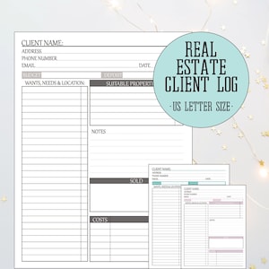 Real Estate Client Information Sheet Realtor Templates & Questionnaire ...