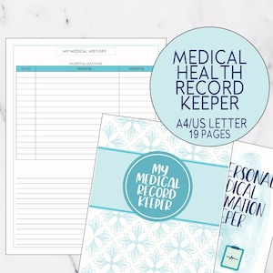 Personal Health Record Keeper: PRINTABLE, Track Prescriptions, Medical ...