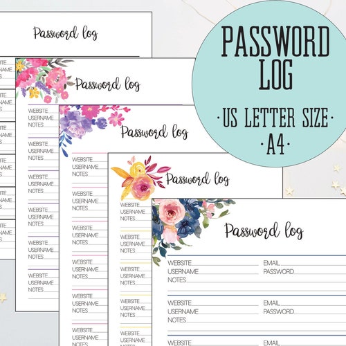 Printable Password Keeper Password Log Username Sheets - Etsy