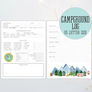 Campground Log, Camping Logbook, Printable Camping Journal, Instant ...