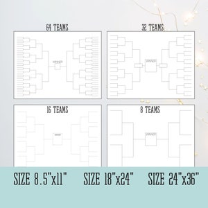 Sports Bracket Printable Tournament Bracket Template 8 16 - Etsy