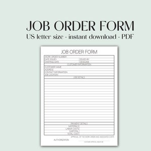 Job Work Order Form Printable, Small Business Job Work Order Tracking ...