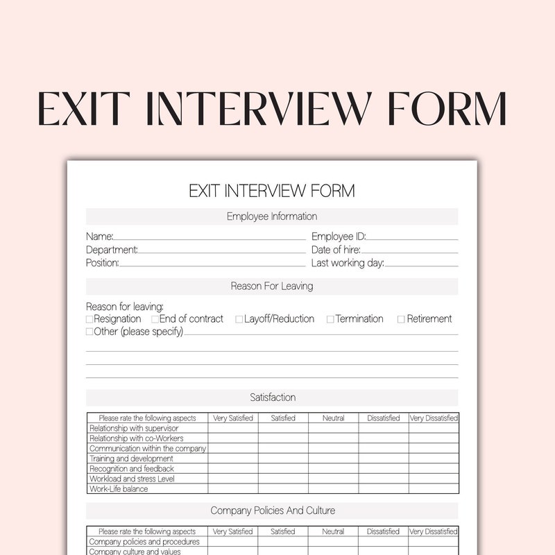 Exit Interview Template - Etsy