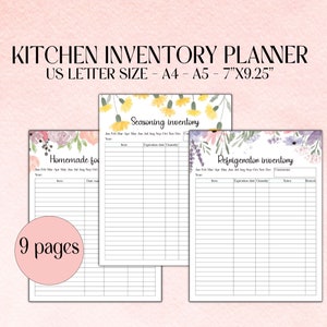 Food Inventory Tracker Printable, Kitchen Organizer, Pantry, Freezer ...