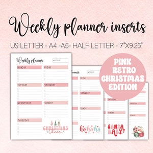 Weekly Planner Inserts, Pink Christmas Schedule Planner, Printable to ...