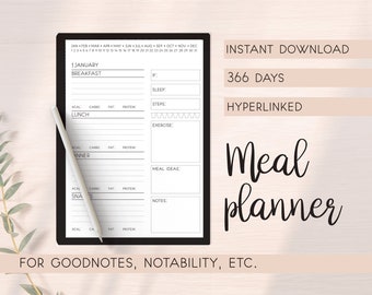 Daily Food Diary Journal, Fitness Digital Planner Template for ...