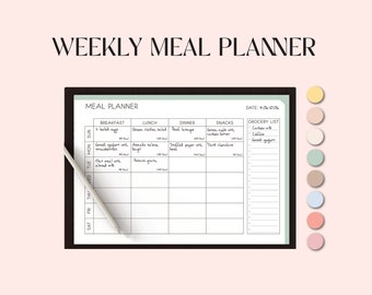 Digital Meal Planner for Goodnotes, Blush Pink, Undated Weekly Meal ...
