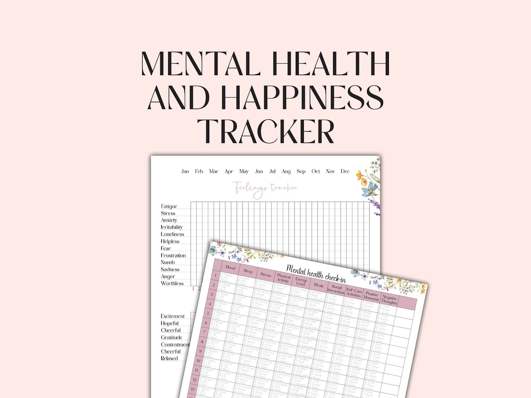 Mental Health & Happiness Tracker Template, Daily Wellness Journal ...