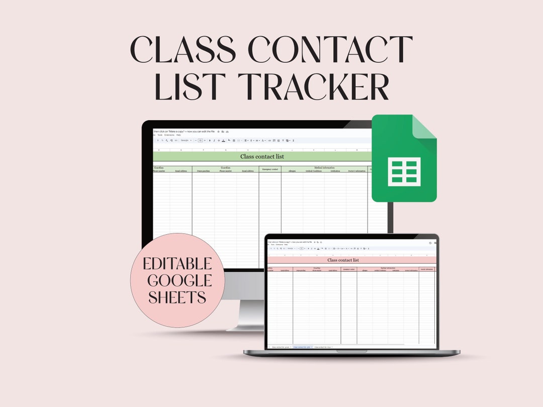Class Contact List, Editable Google Sheets Contacts Log for Teachers ...