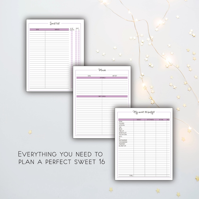 Sweet Sixteen Birthday Planner, My Sweet 16 Planning Checklist ...