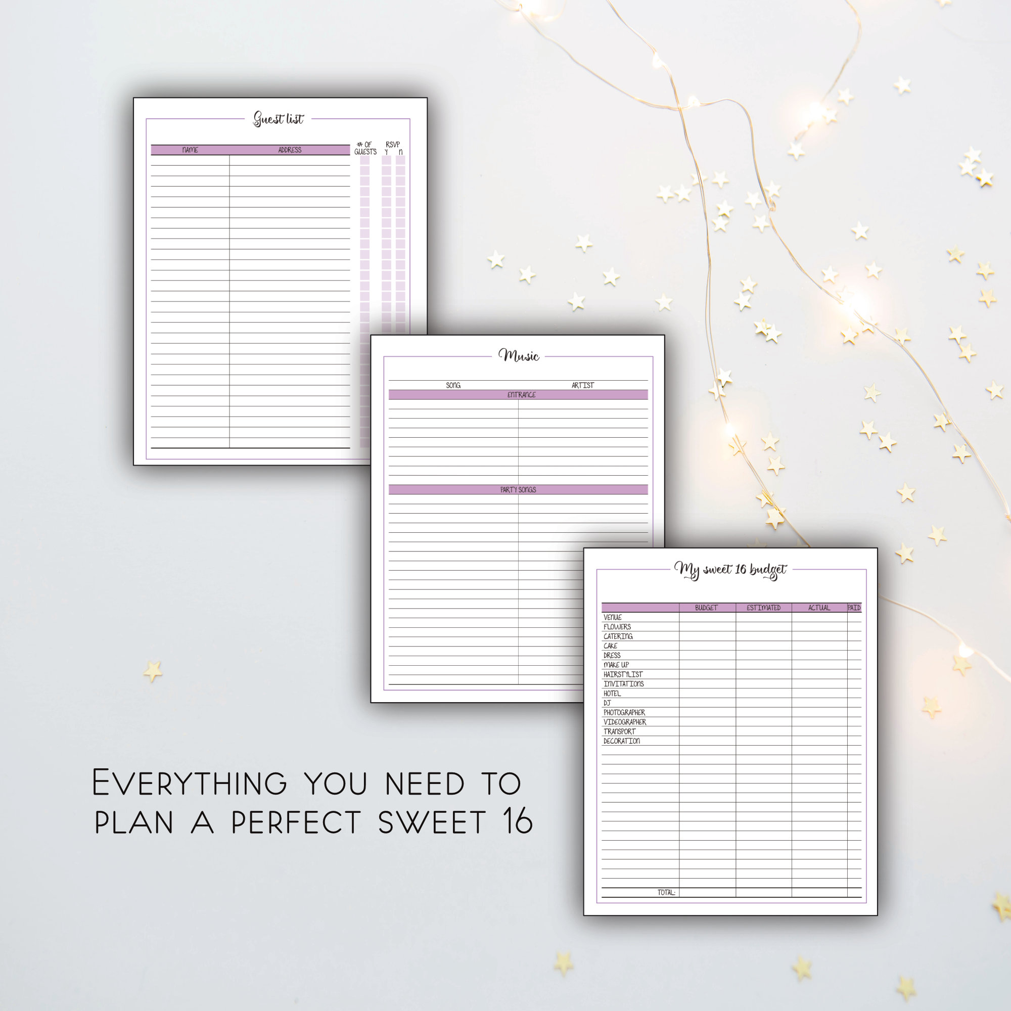 Sweet Sixteen Birthday Planner, My Sweet 16 Planning Checklist ...