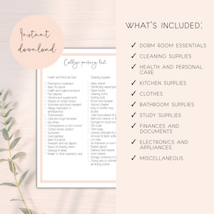 College Packing Checklist, Printable University Essentials Lists ...