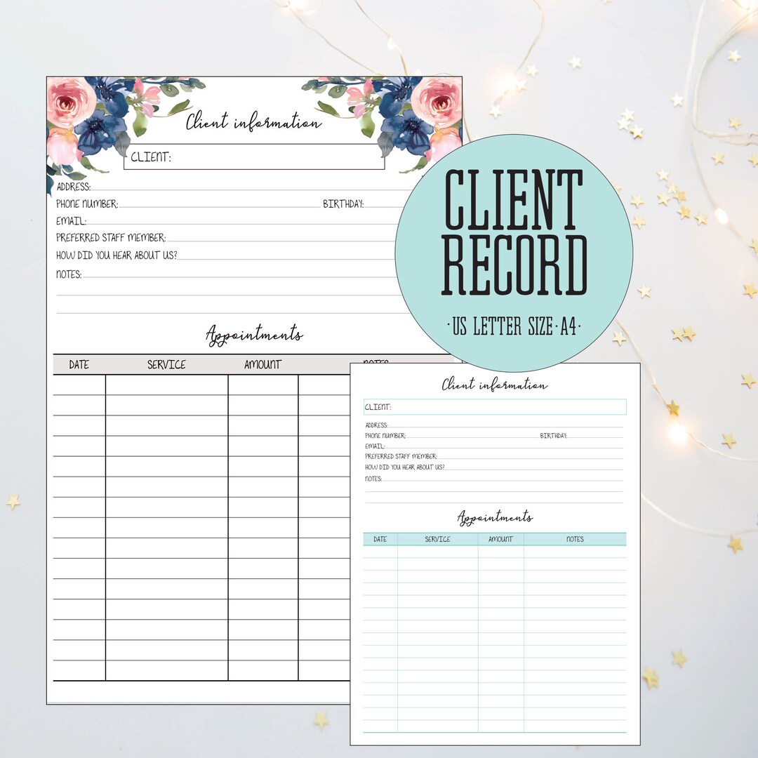 Client Info Sheet Customer Tracking Information Log - Etsy