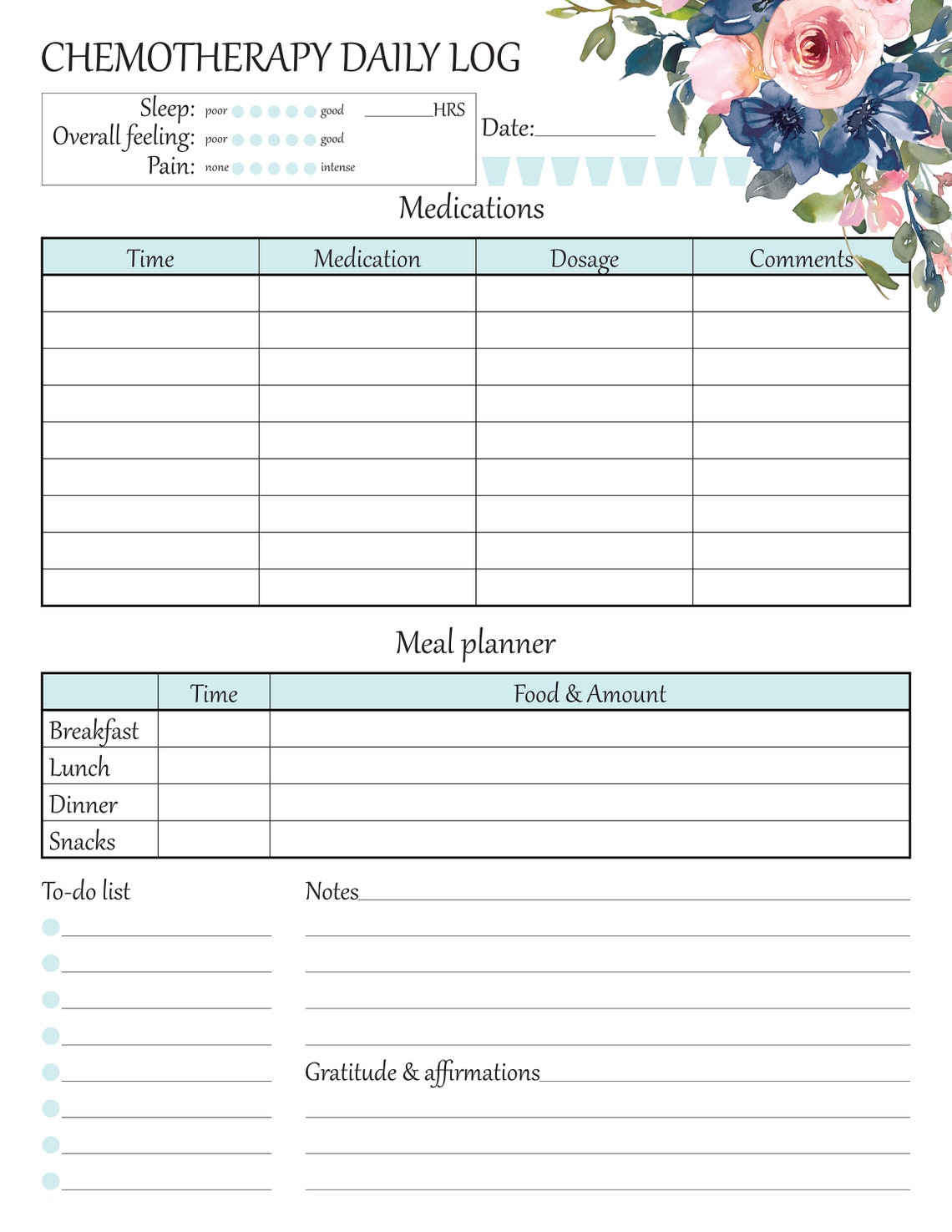 Chemo Tracker, Chemo Log, Chemotherapy Care, Cancer Digital Download ...