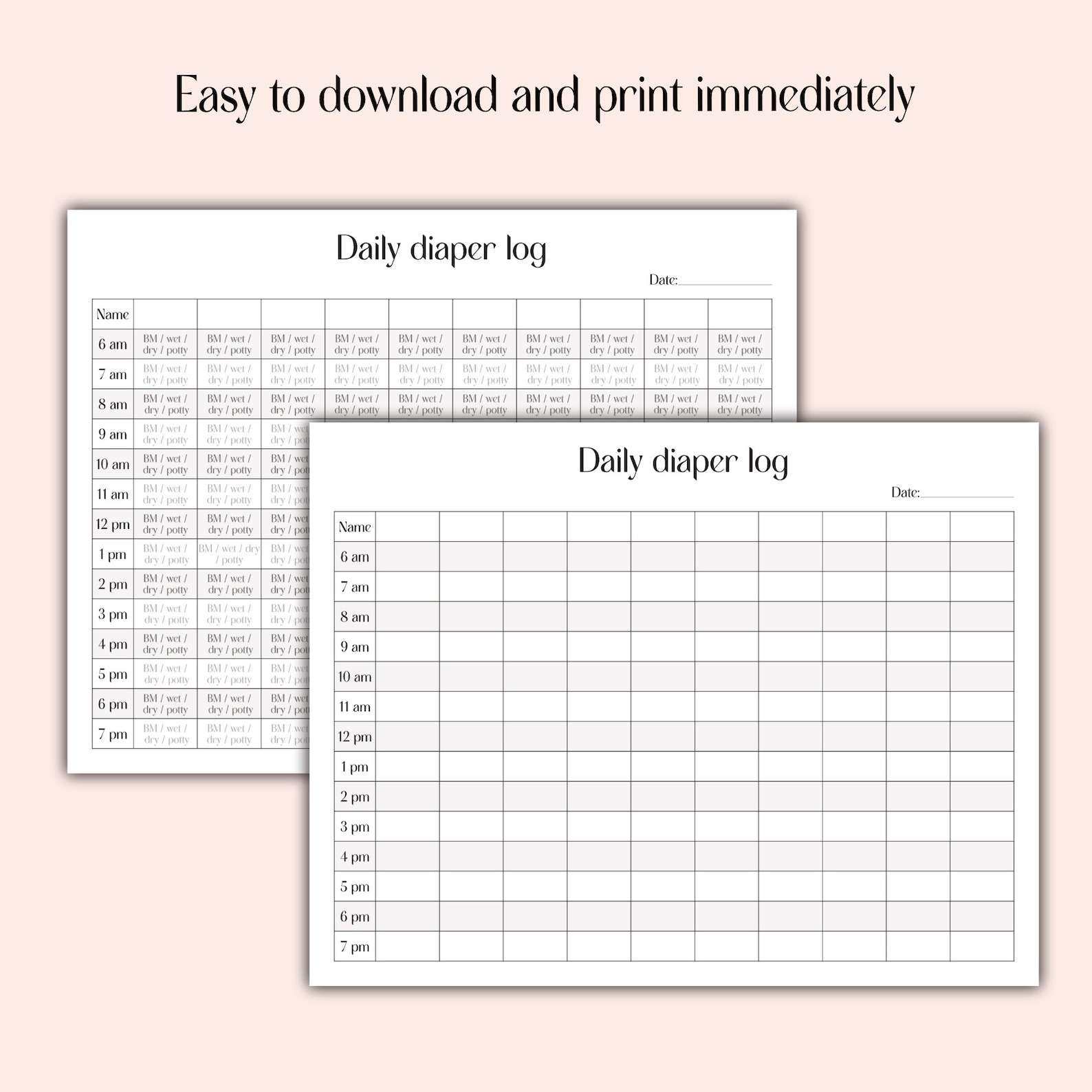 Diaper Changing Tracker Printable, Daily Diaper Log & Classroom Chart ...
