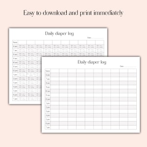 Diaper Changing Tracker Printable, Daily Diaper Log & Classroom Chart ...