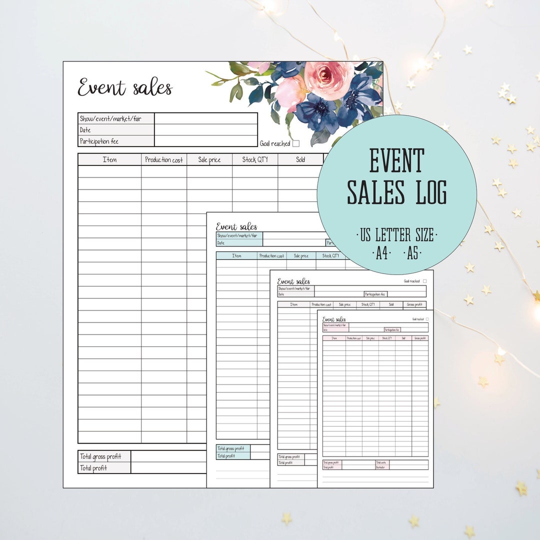 Craft Fair Sales Event Log, Printable, Sales Event Tracker, Craft Fair ...
